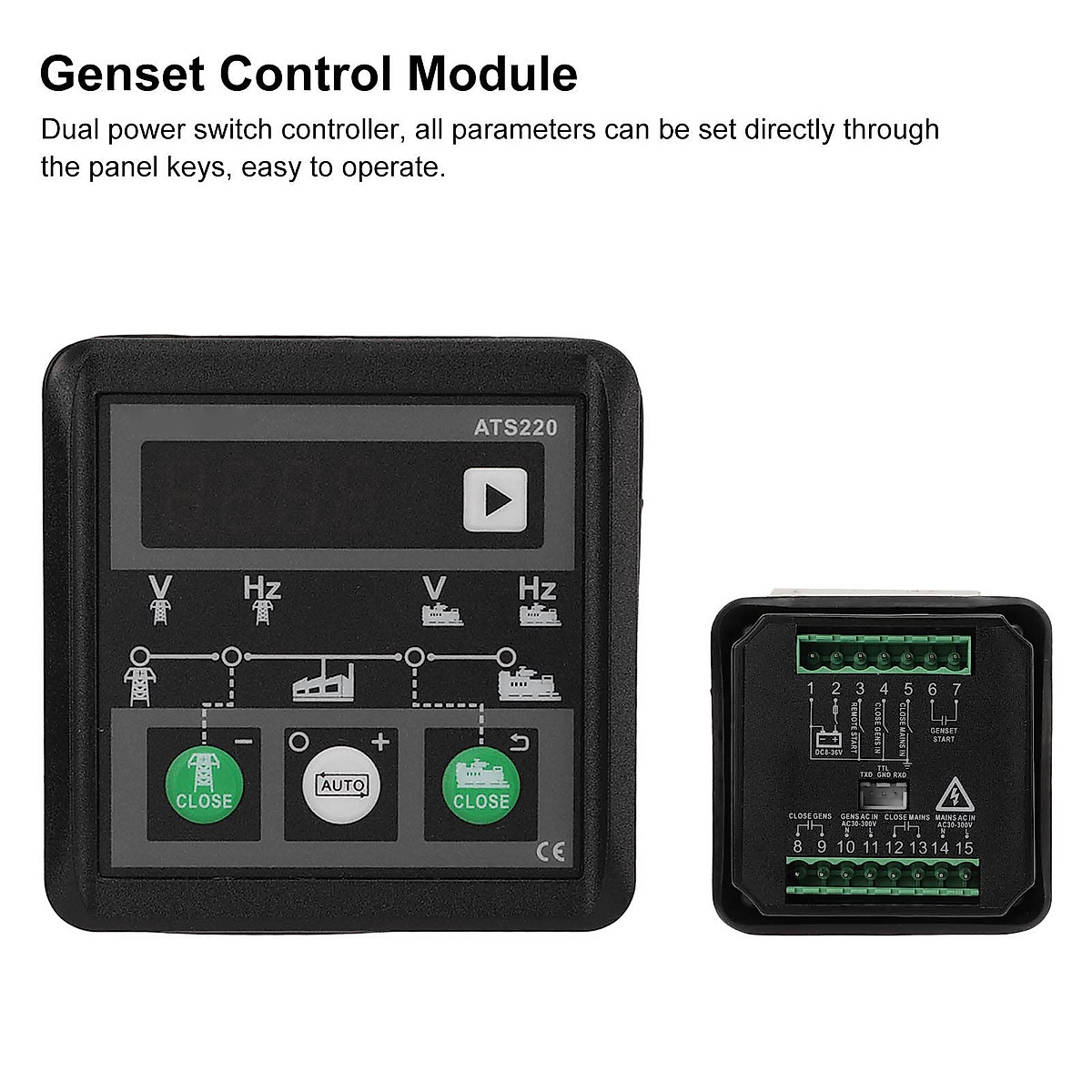 Outdoor Generator Controller Automatic Switch Module Dual Power Switch Controller with LED Display ATS220 AC30‑300V