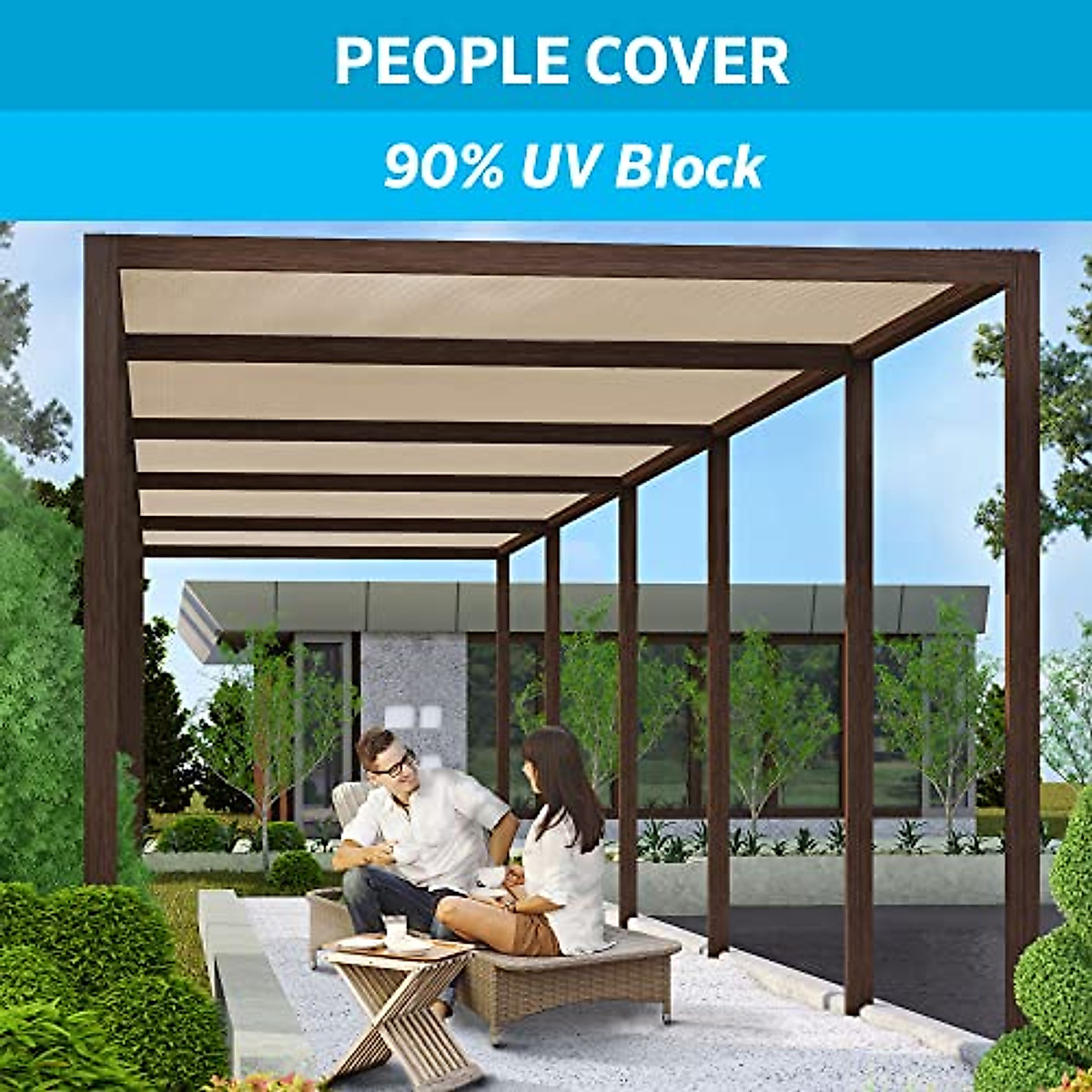 Coolaroo 90% UV Block Sun Protection and Privacy Screen Shade Fabric Roll, 6' x 15', Wheat