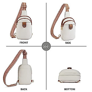 BOSTANTEN Small Sling Bag Crossbody Bags for Women Trendy Crossbody Purse Leather Chest Bag, Beige