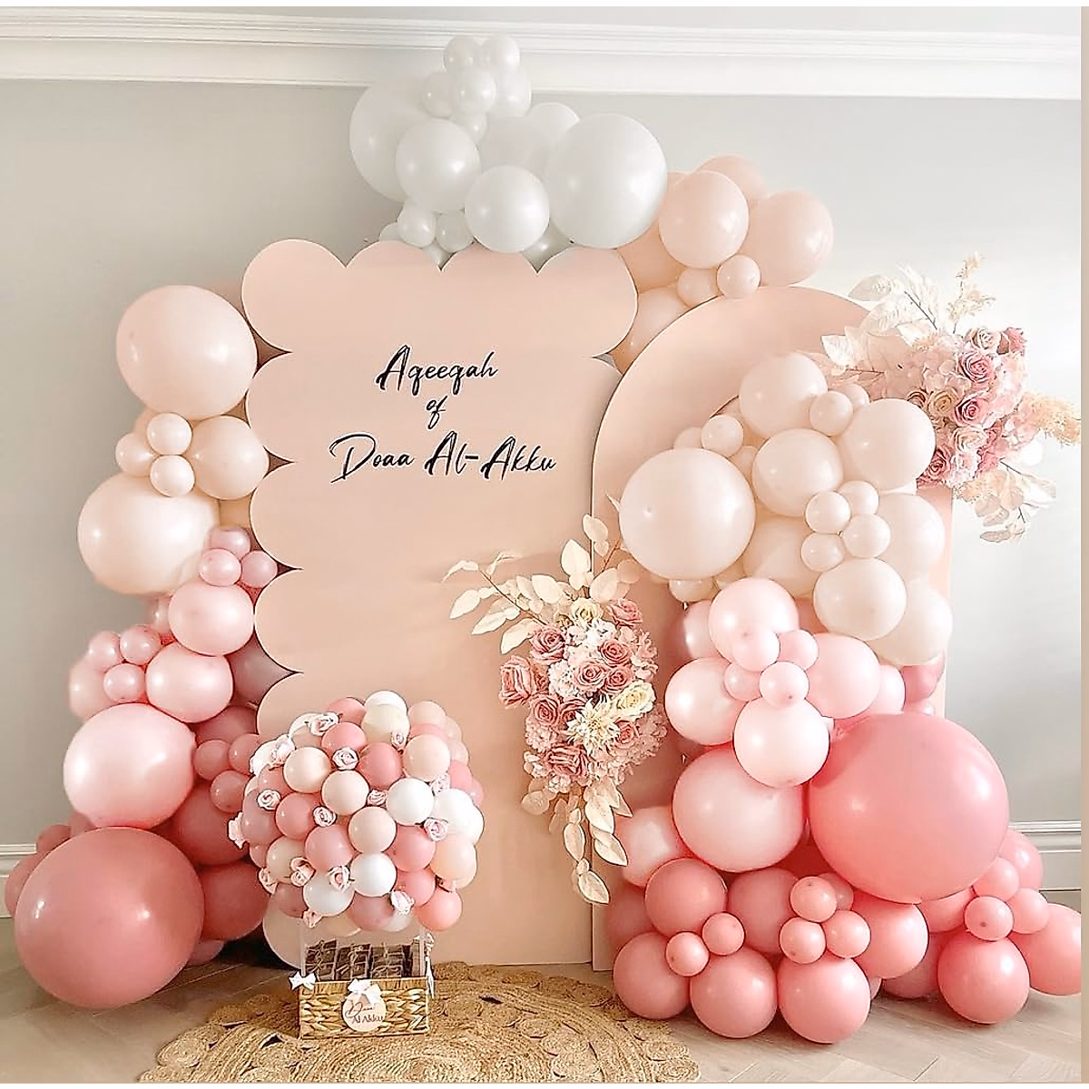 Boho Soft Pink Balloon Arch Garand Kit 153pcs 18/10/5 Inch Retro Pink Macaroon Orange Light White Latex Balloon for Baby Shower Bridal Wedding Girl Birthday Anniversary Gender Reveal Party Decorations