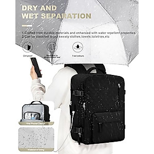 livbote Travel Backpack for Women, Large Carry on Backpack Flight Approved with Shoe Compartment & USB Charging Port, Waterproof Casual Daypack Work Business Backpacks Mochila de viaje, Black