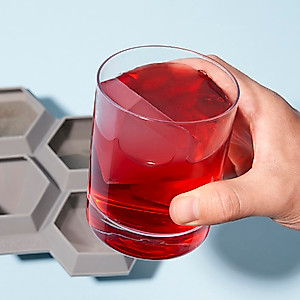 True Zoo Jumbo Iced Out Diamond Ice Tray, Silicone Mold and Ice Cube Tray for Cocktails, Makes 4 Ice Cubes, Grey, Set of 1