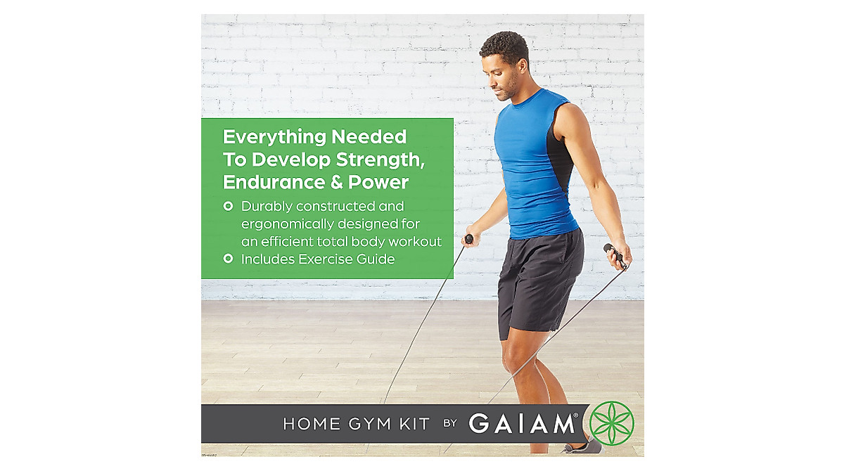 Gaiam Home Gym Kit for Total Body Workout - Ab Wheel & Resistance Bands
