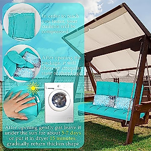 Tradder 5 Pcs Outdoor Chair Cushions Outdoor Patio Loveseat Cushions Group Bench Patio Furniture Cushions Swing 2 U Shape Seat Cushions 2 Lumbar Pillows for Indoor Outdoor Furniture (Tufted Pattern)