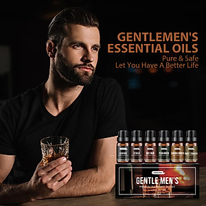 FUHITIM Fragrance Oil Gentlemen's Set, Scented Oil for Candle Scents for Candle Making, Soap Making Scents, Diffuser Oils Scents | Leather, Sweet Tobacco, Teakwood, Bay Rum, Cedar, Sandalwood (6*10ML)