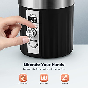 COOL KNIGHT Adjustable Coffee Grinder Electric, with Timing Setting and Removable Stainless Steel Bowl, Herb Spice Grinder Great for Coffee Bean, Spices and Herbs - 7.6"