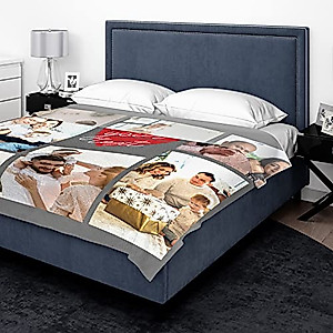 Custom Blanket with Photo Text, Personalized Flannel Picture Blanket for Adult Kid, Customized Collage Blankets with Photos, Mothers Day Birthday Gift for Mom from Daughter or Son(8 Photo W/Text)