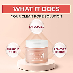 numbuzin No.4 Toner Pads | Pore Zero Peeled Egg Toner Pad | Gentle Exfoliator, PHA, LHA, Makeup Skin Prep, Panthenol | Korean Skincare for Face | 70 Pads/6.42 fl. oz.