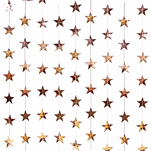 CareCheer Glitter Star Garland Banner Decoration, 130 Feet Bright Gold Star Hanging Bunting Banner Backdrop for Engagement Wedding Baby Shower Birthday Christmas Decor (Rose Gold)