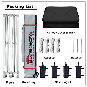 MASTERCANOPY 10x20 Premium Heavy Duty Pop Up Commercial Instant Canopy with Sidewalls(10x20 Black)