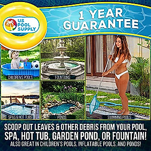 U.S. Pool Supply Swimming Pool 5 Foot Leaf Skimmer Net with 4 Aluminum Pole Sections - 6" Deep Ultra Fine Mesh Netting Bag Basket for Fast Cleaning of The Finest Debris - 60" Long, Clean Spas, Ponds