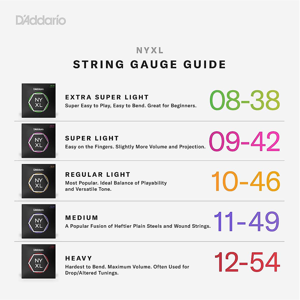 D'Addario Guitar Strings - NYXL Electric Guitar Strings - NYXL0942-3P - Unrivaled Strength, Tuning Stability, Enhanced Mid-Range - For 6 String Guitars - 09-42 Super Light, 3-Pack