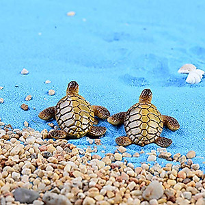 8 Pcs Resin Beach Sea Turtle Miniature Figurine, Fish Tank Decoration Fairy Garden Dollhouse Landscape Decor Ornament