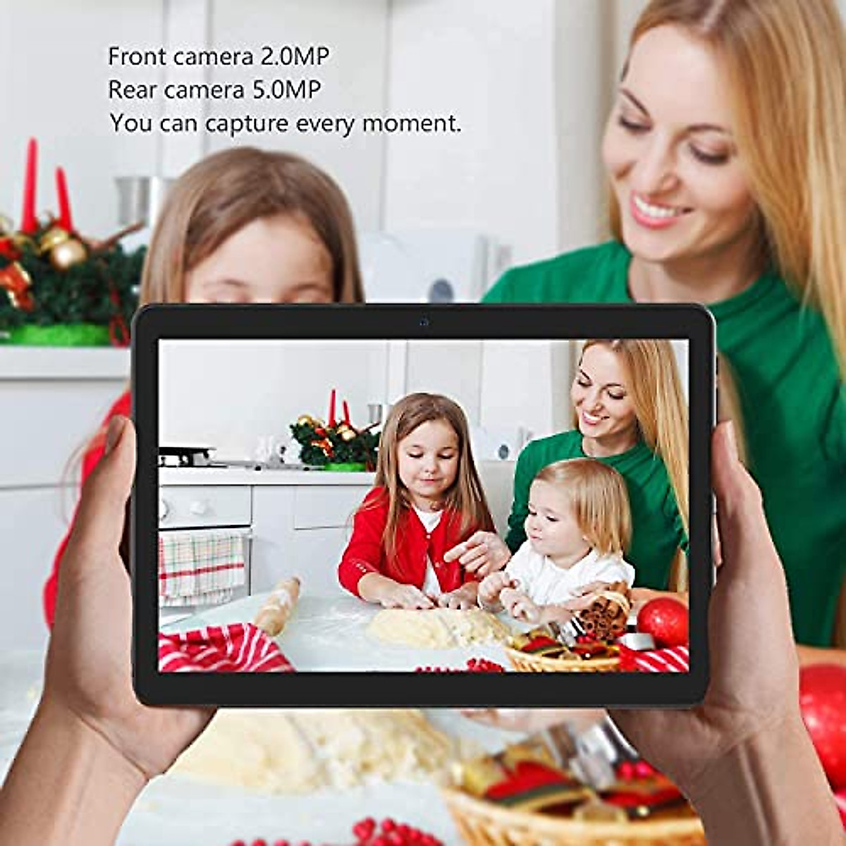Tablet 10 inch Android Tablets, Google Certified, 2+32GB, 5GHz/2.4GHz WiFi, 1280×800 HD IPS Display, WiFi, Bluetooth, Dual Camera, 6000mAh Battery, Black/Silver (Black 2, 2.4wifi)