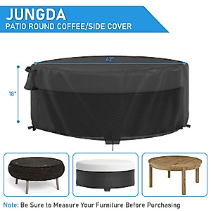 Jungda Outdoor Round Coffee Table Cover 42 Inch,Waterproof Patio Round Table Covers,Heavy Duty Outdoor Furniture Cover - 42 x 18 Inch