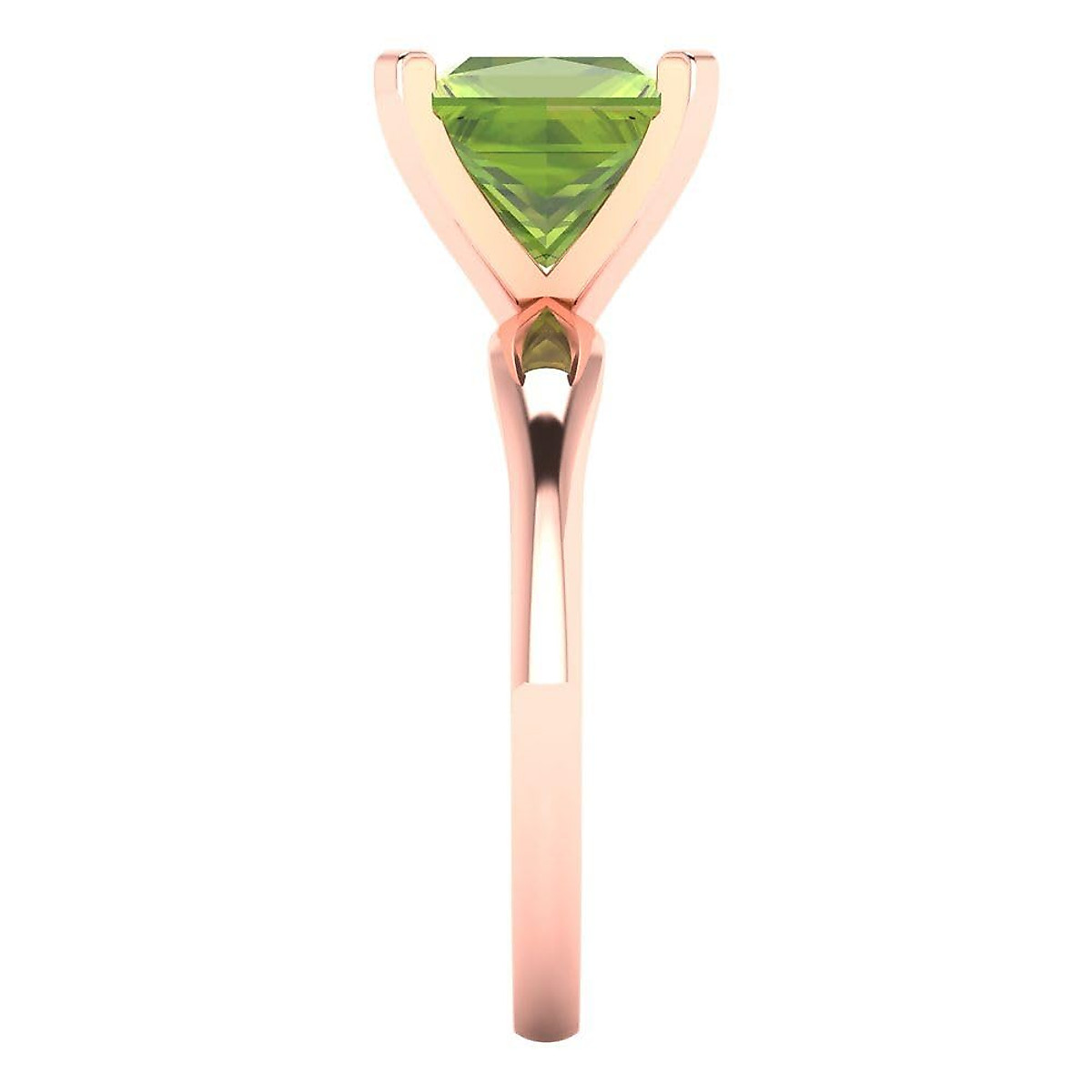 Clara Pucci 2.5ct Princess Cut Solitaire Natural Peridot Engagement Wedding Bridal Promise Anniversary Ring in 18K Rose Gold Size 9.75
