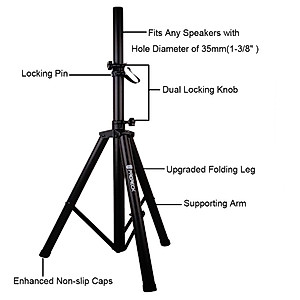 PRORECK Party 12 Portable 12-Inch Woofer 2-Way Powered PA Speaker System Combo Set with Bluetooth/USB/SD Card Reader/FM Radio/Remote Control/Speaker Stand