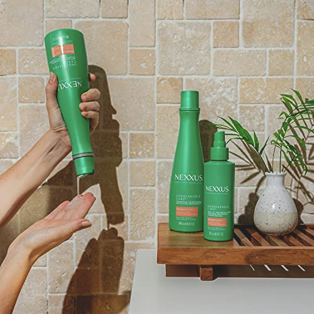 Nexxus Unbreakable Care Shampoo, Conditioner, and Leave-In Spray 3 Pack For Fine and Thin Hair with Keratin, Collagen, Biotin