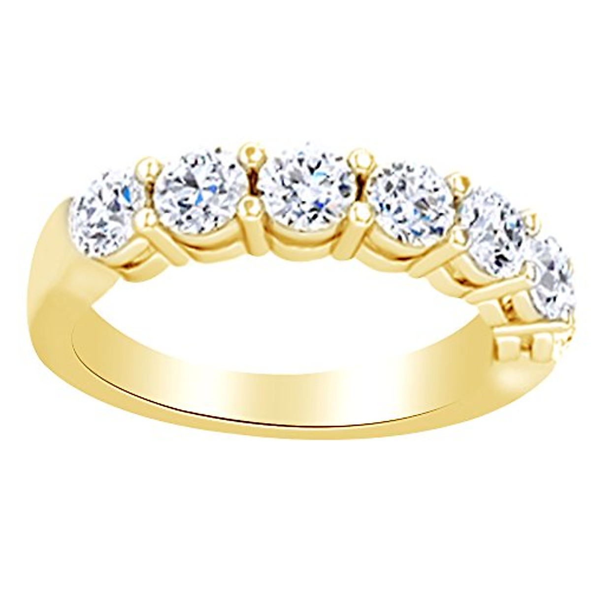 1.37 Cttw Round White Diamond Multi-Stone Engagement Wedding Ring 14K Solid Yellow Gold,Ring Size-9
