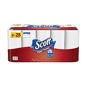 Scott Paper Towels, Choose-A-Sheet - 30 Mega Rolls (2 Packs of 15) = 56 Regular Rolls (102 Sheets Per Roll)