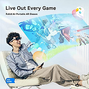 Rokid Air AR Glasses, Myopia Friendly Pocket-Sized Yet Massive 120"" Screen with 1080P OLED Dual Display, 43°FoV, 55PPD