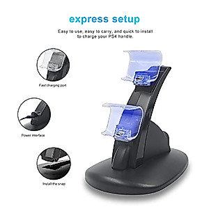 USB Fast Charging for PS4 Controller Charging Dock Stand Stations with Dual Micro USB Fast Charging & LED Indicator
