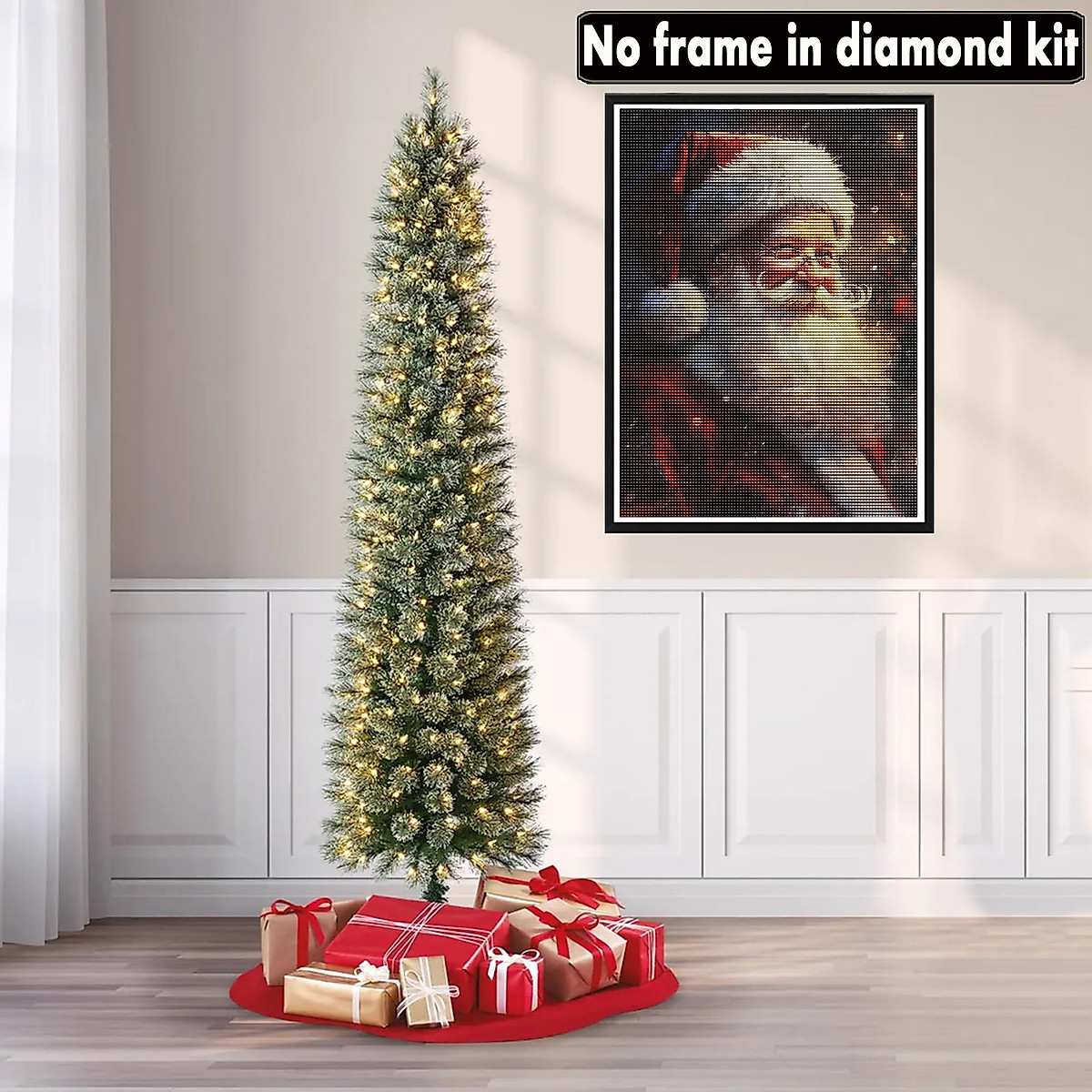 SKRYUIE 5D Santa Claus Diamond Art Painting Kits - DIY Diamond Art Christmas in July, Full Round Drill - Crystal Embroidery Cross Stitch - Adult Craft for Wall & Office Decor - 12x16 inch