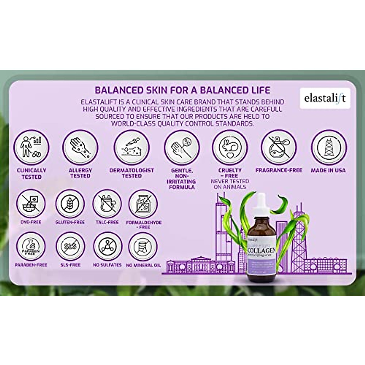 Elastalift Collagen Facial Serum Lifting, Plumping, & Firming Collagen Serum For Face Improves Elasticity, Evens Skin Tone, Plumps, & Lifts Sagging Skin, Non-Greasy Wrinkle Serum (1.75 Fl Oz)