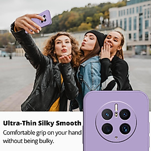Wousunly Compatible with Huawei Mate 50 Pro Case Silicone Liquid Dark Green, Soft Smooth Touch Huawei Mate 50 Pro Phone Case Silicone Shockproof Thin Cover (Purple)