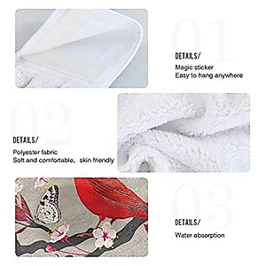 Cardinal and Blooming Cherry Kitchen Hand Towel Home Decorative Hanging Tie Towels 2PCS Super Soft Absorbent WashCloth Tie Towels for Home Bathroom Farmhouse Housewarming Tabletop, 12x17Inches