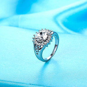 Sllaiss Made of Austrian Crystal Halo Engagement Rings for Women White Gold Plated Band Infinity Promise Rings Solitaire Wedding Ring Jewelry Gift (5)