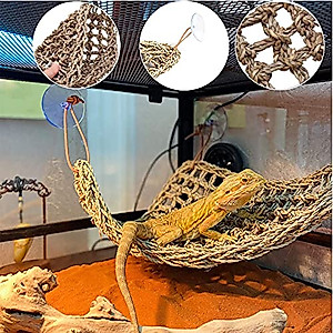 Hamiledyi Bearded Dragon Tank Accessories Lizard Hammock Adjustable Leash Bat Wings Reptile Plants Hanging Fake Vines Tank Habitat Decor for Climbing Chameleon Lizards Gecko Snakes