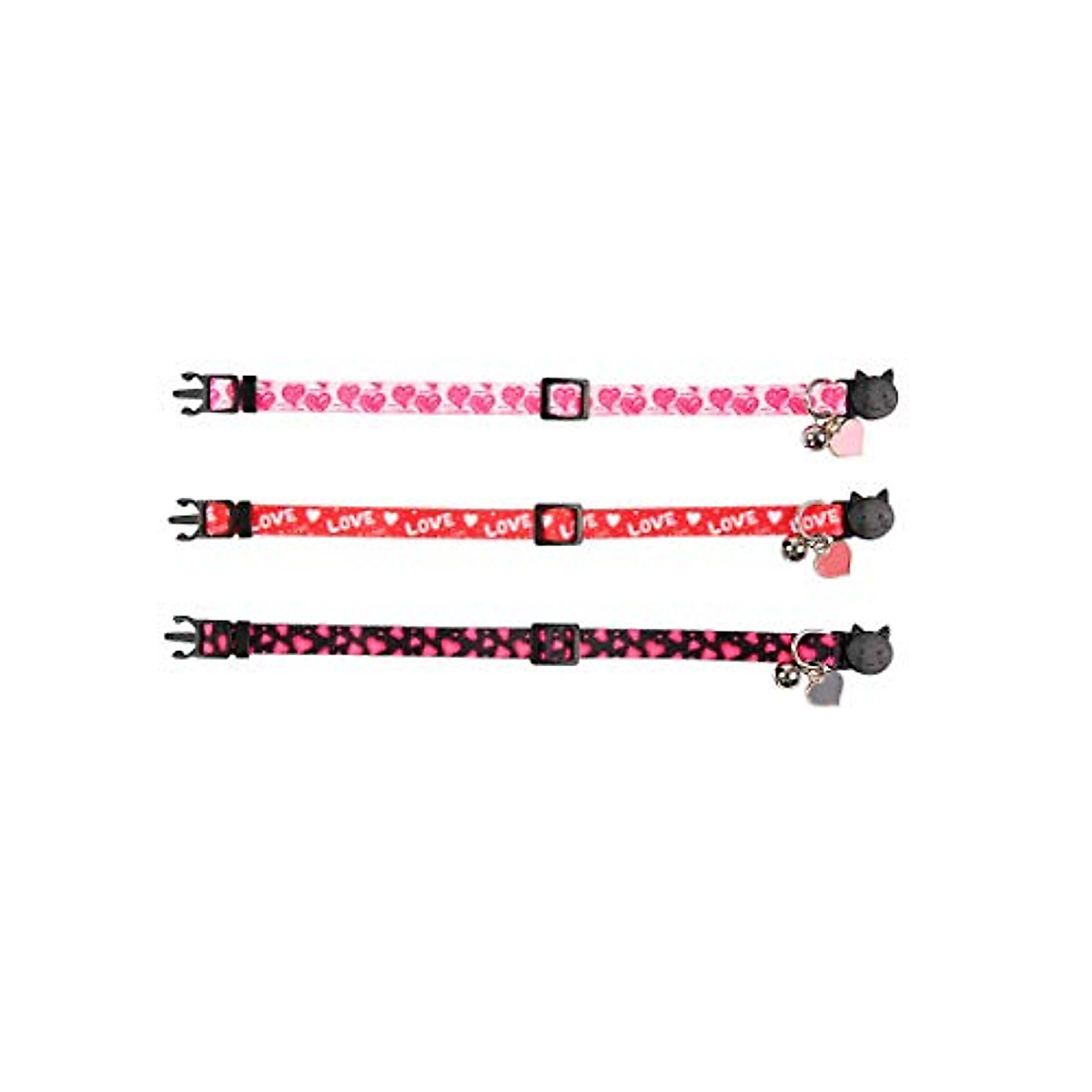 Lamphyface 3 Pack Valentine's Day Cat Collar with Bell Breakaway Adjustable Love Heart