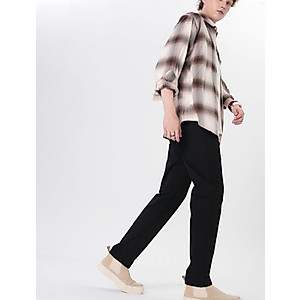 Plaid&Plain Men's Slim Fit Khaki Pants Men's Tapered Chino Pants 8801Black 29X28