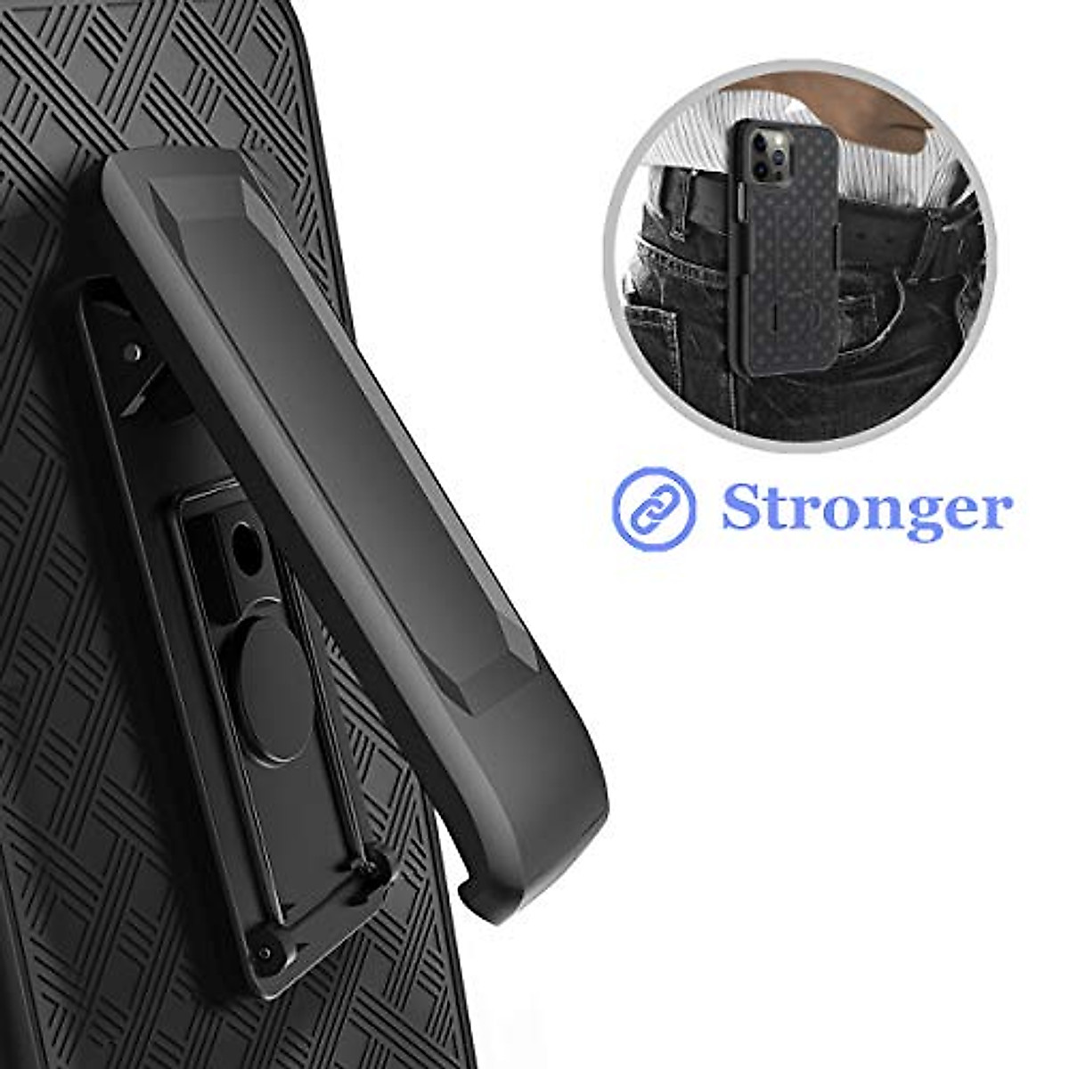 Fingic Compatible with iPhone 12 Pro Max 5G Case Holster Case Combo Shell Slim Rugged Case with Built-in Kickstand Swivel Belt Clip Holster Shockproof Cover for Apple iPhone 12 Pro Max 6.7 inch, Black