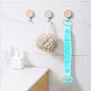 Silicone Bath Towel Scrubber with Bath Towel Holder, Exfoliating Back Scrubber for Shower Cleaning, Silicone Exfoliating Body Scrubber with Non-Slip Handle for Men and Women (Blue, 27.6 inches)