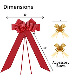 Aidwey Big Gift Wrapping Bows (30 inch, Red, 1 Pack), Butterfly Shape Gift Bow, Giant Bow for Car, Huge Car Bow, Car Bows, Big Red Bow, Big Car Bow, Bow for Gifts, Christmas Bow.