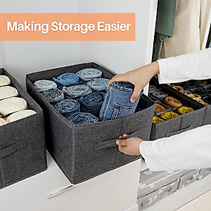 EASEVE 2Pcs Closet Organizers and Storage Bins for Clothes - 12 Cell Drawers Organizer Grid Storage Box for Jeans Pants Sweater Towel T-shirts, Wardrobe Shelf Dividers Closets Organization
