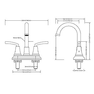 RKF 4 inch Matte Black Bathroom Sink Faucet 2-Handle Centerset Bathroom Faucet with Drain 360 Swivel Spout 2-3 Hole Bathroom Vanity Sink Faucet Bathroom Basin Lavatory Mixer Tap BF023-MB
