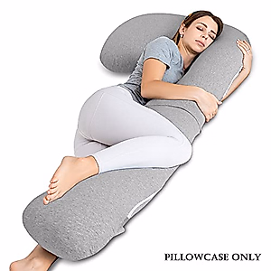 INSEN Pregnancy Body Pillow Cover, Full Body Pillow Cover for Pregnant Women, Grey Jersey, L-Shaped