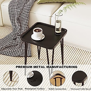 Palama Square Side Table for Living Room, Small Square Table with Metal Frame, Modern Home Décor Small Accent Table, Easy Assembly Black Bedside Table, Small Table