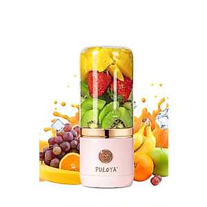 Portable Blender with Travel Cup, USB Rechargeable BPA Free14 Oz PULOYA Personal Juicer for Smoothies and Shakes, Pink