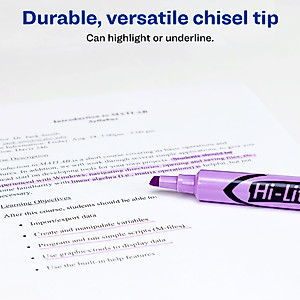 Avery Hi-Liter Desk-Style Highlighters, Smear Safe Ink, Chisel Tip, 12 Fluorescent Purple Highlighters (24060)