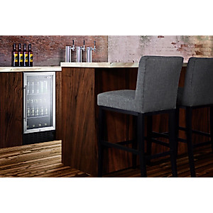 Summit SCR1841B 18" Built-in Undercounter Glass Door Beverage Center with Lock, Glass/Black