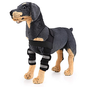 SELMAI Reflective Dog Shoulder Brace Front Leg Brace Canine Elbow Protector Extra Supportive Joint Wrap Arthritis Loss of Stability Helps Wounds Healing Prevents Injuries Sprains Black S