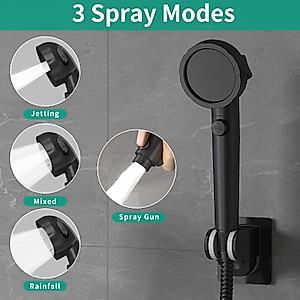 HEROBAI Sink Hose Sprayer Attachment for Faucet, 3 Mode Shower Head Attaches to Tub Faucet with 5 Adapters, High Pressure Shower Head for Bathtub, Handheld Showerhead with Filter (Black)