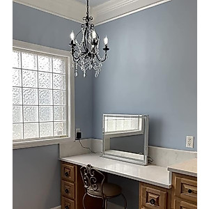 riomasee Mini Crystal Chandelier 5 Lights Bronze Chandelier with K9 Crystal Raindrop Iron Ceiling Light Fixtures for Bedroom,Dining,Living Room