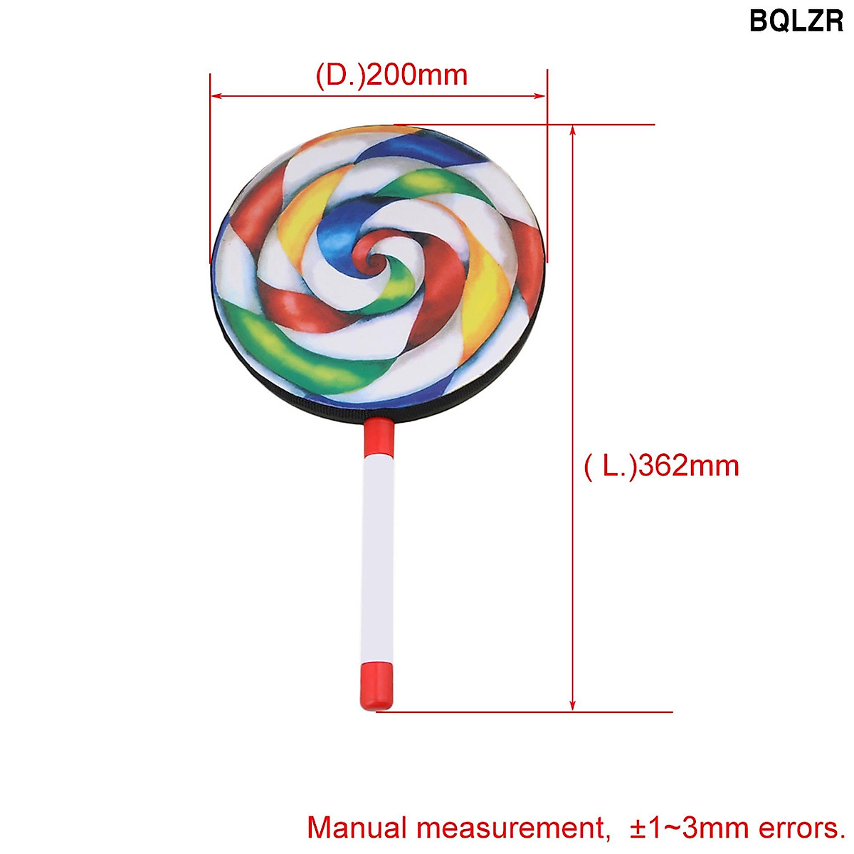 BQLZR 7.9" Lollipop Shape Hand Drum Percussion Musical Instruments Tool with Candy Drumstick Pack of 5