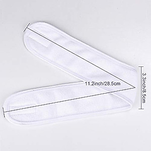 4 Counts Spa Facial Headband Whaline Head Wrap Terry Cloth Headband Stretch Towel with Magic Tape for Bath, Makeup and Sport, 3.5" Wide (White)