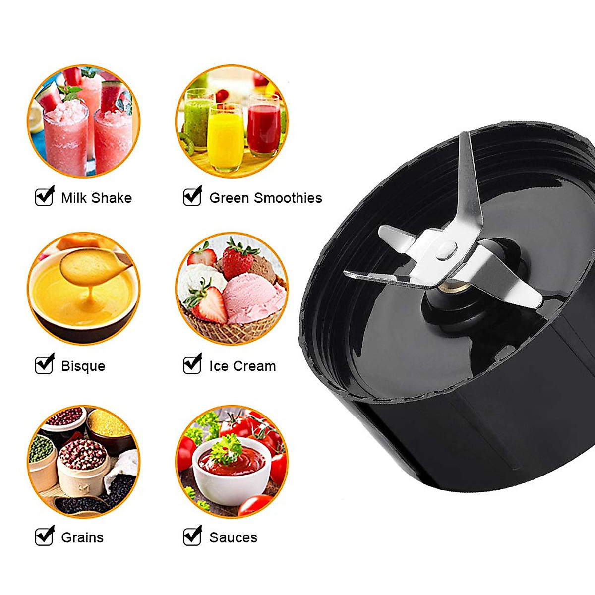 GahsElec 250W Replacement Blades and Gaskets for Magic Bullet Blender, Black